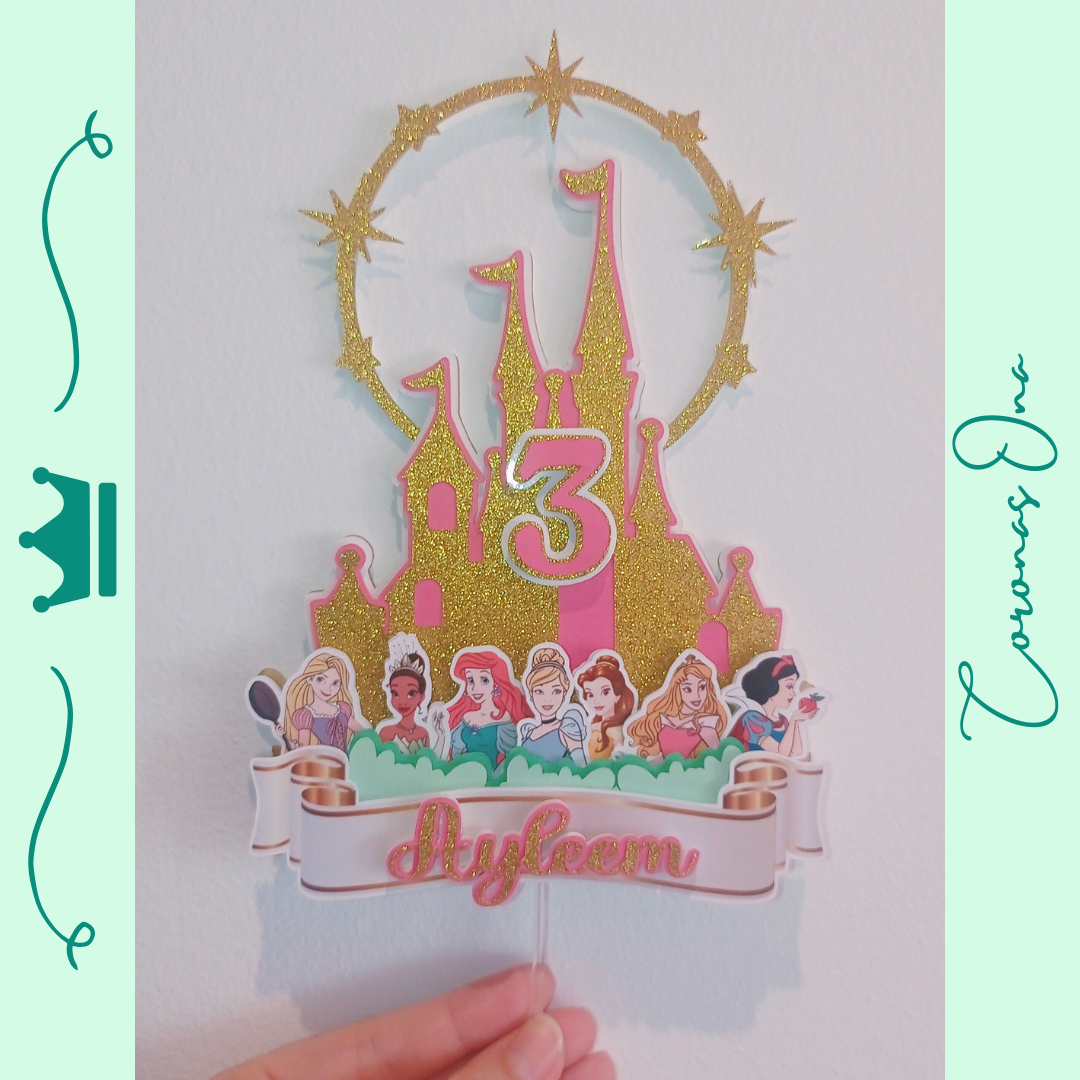 Topper para el pastel Princesas Disney | Coronas Ona
